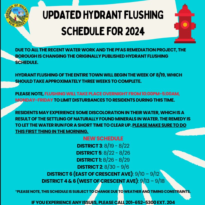 Borough of Waldwick New Jersey - Hydrant Flushing Information